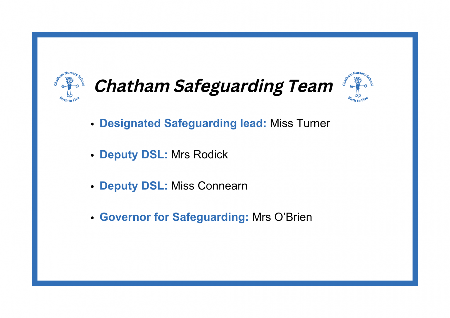Safeguarding - Chatham Nursery